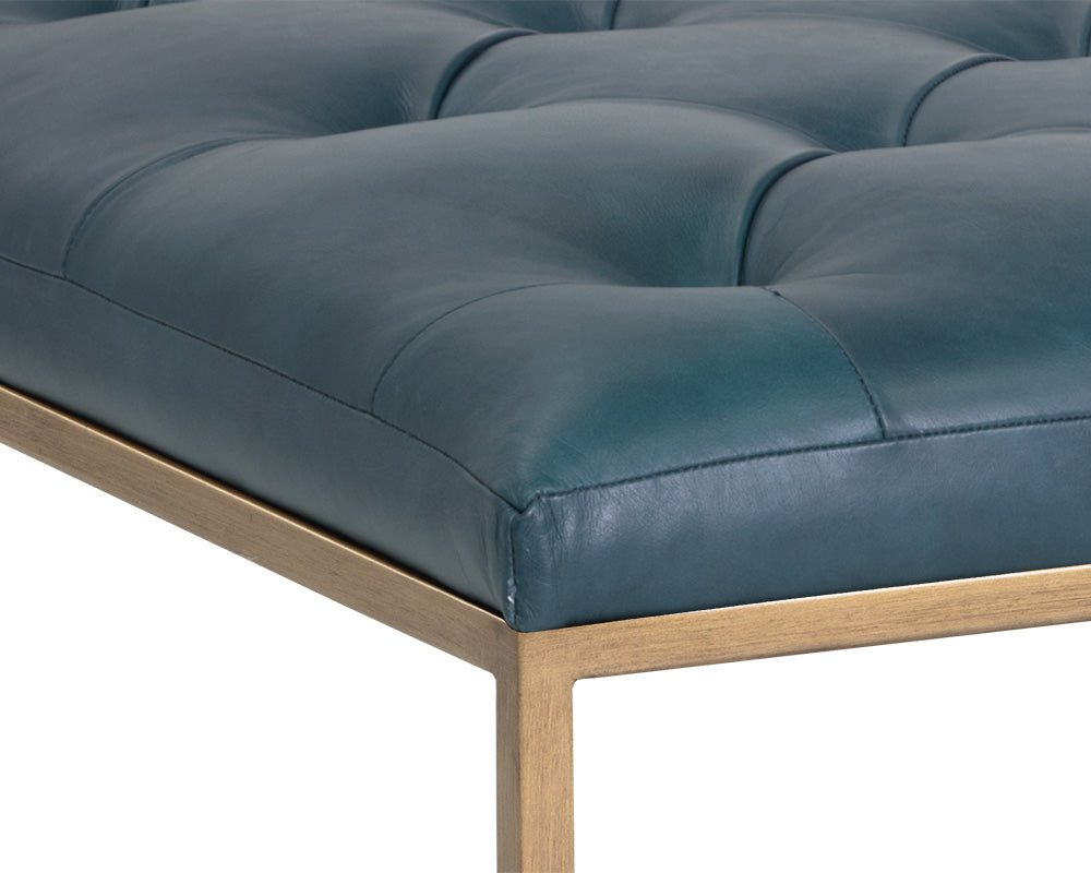 Blue leather ottoman store